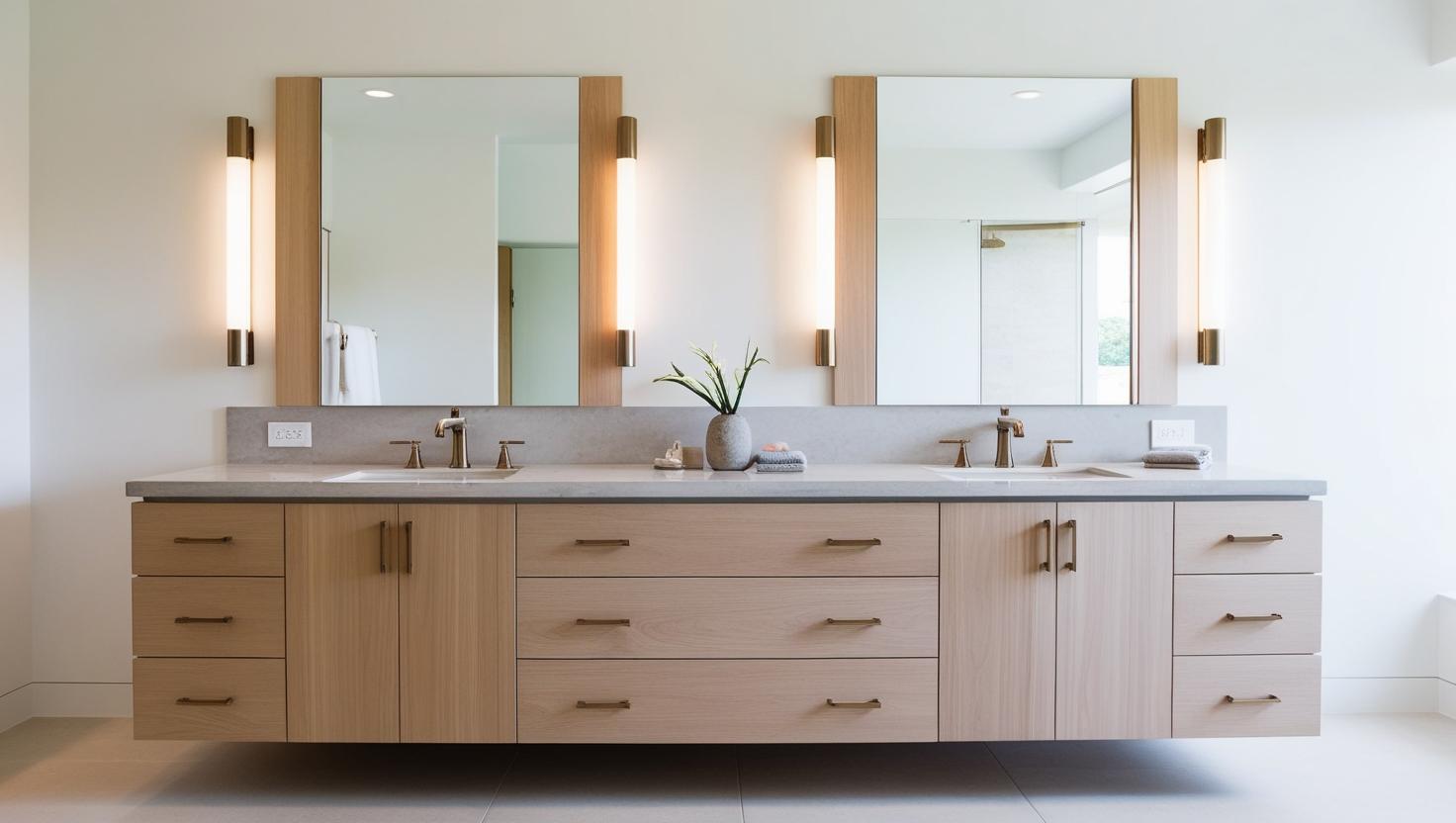 Wood double Vanity – Sable & Spruce